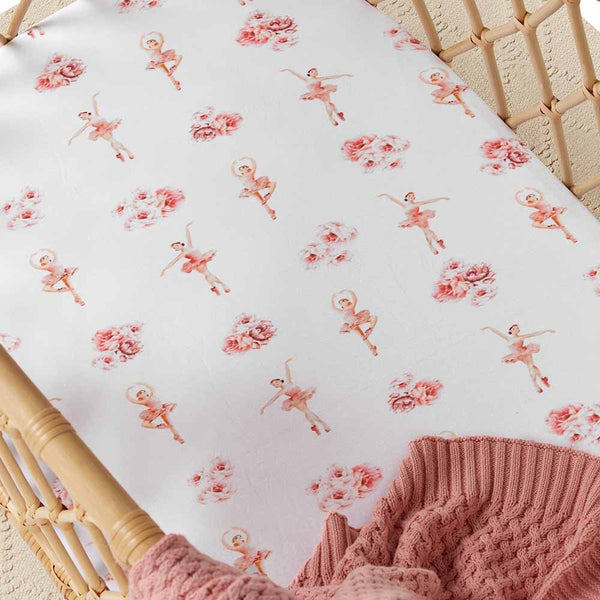 Snuggle Hunny Fitted Bassinet & Change Pad Cover - Ballerina - Angus ...